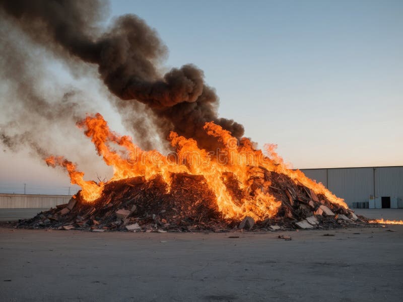 Fire Burning through a Massive Pile of Waste in a Refuse Facility ...