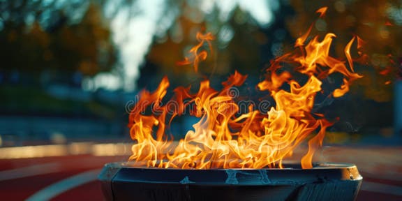 A Fire is Burning in a Metal Bowl Stock Photo - Image of orange ...