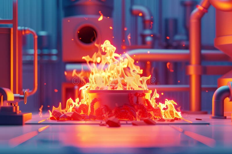 A Fire is Burning in a Metal Container with Generative AI Stock ...