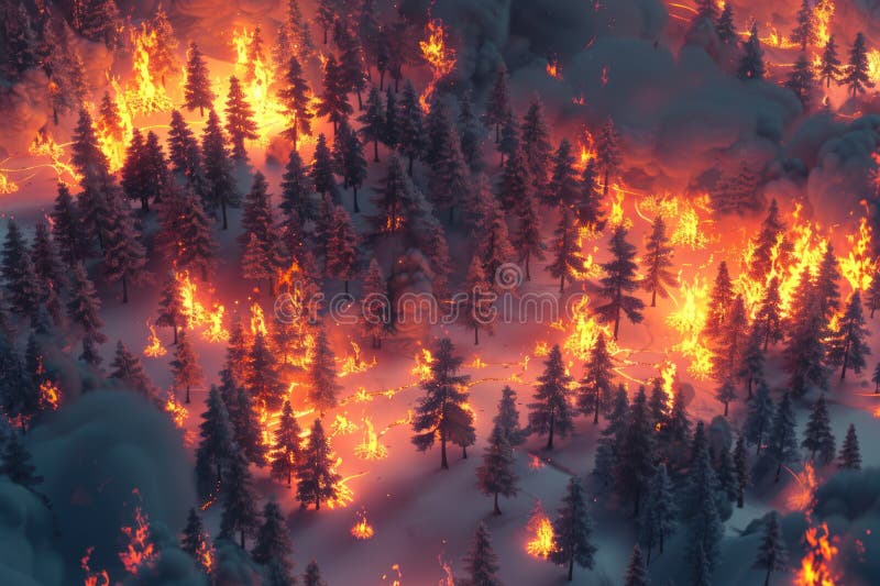 A Fire Burning in the Middle of a Forest. Suitable for Environmental ...