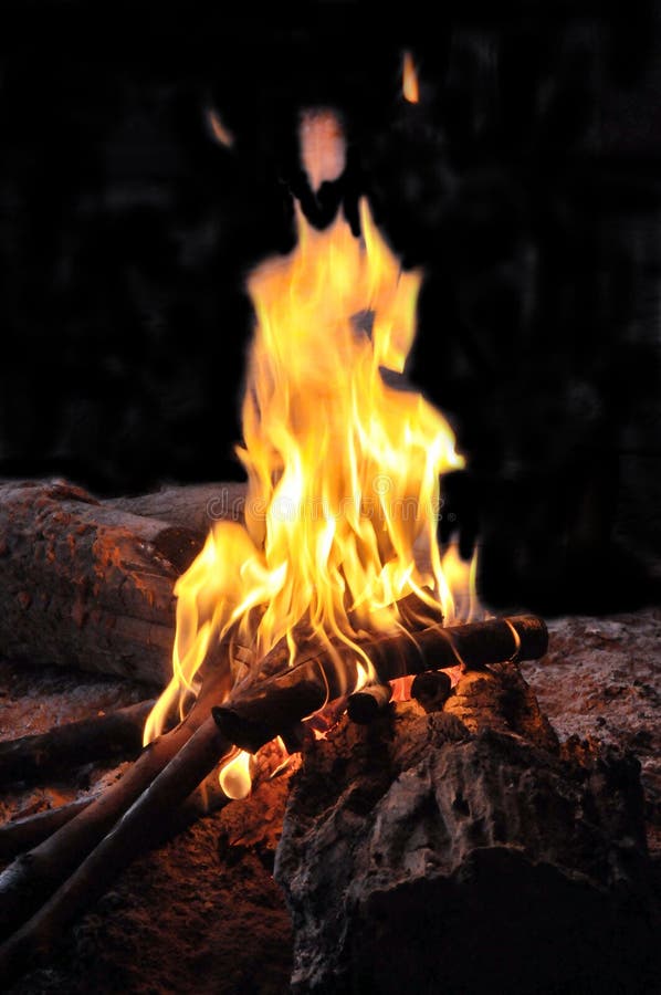 Fire burning at night stock image. Image of outdoors - 36811147