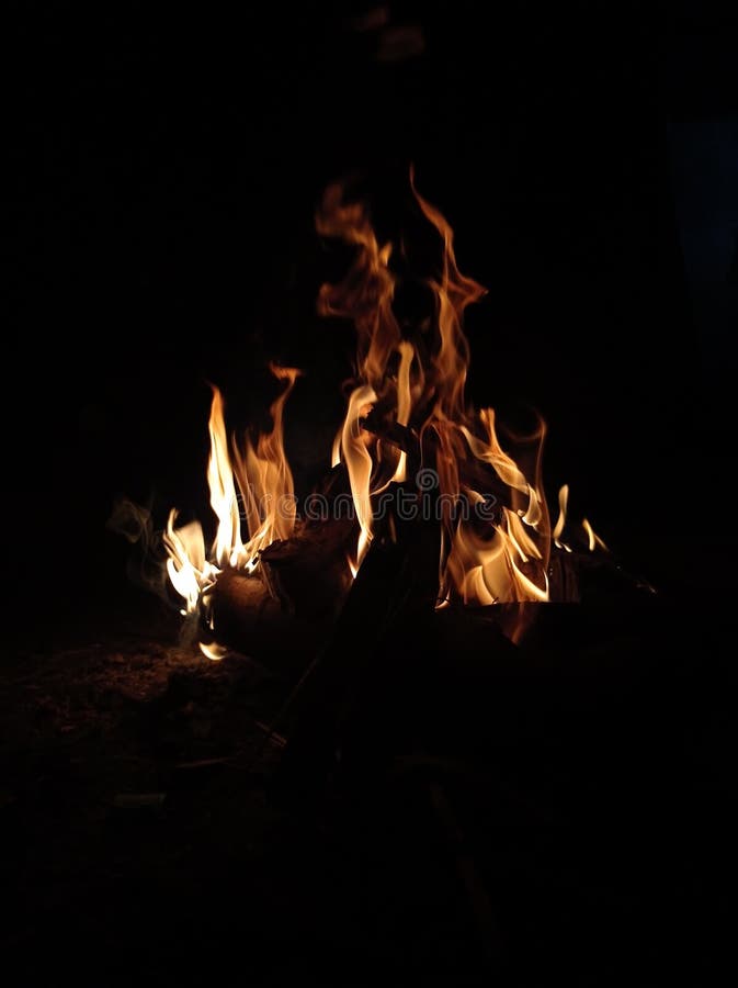 The Fire Burning at Night is Hot and Beautiful Stock Image - Image of ...