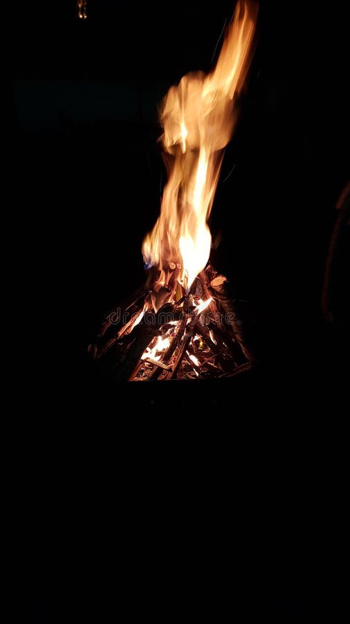 Fire burning in the night stock image. Image of fire - 245666565
