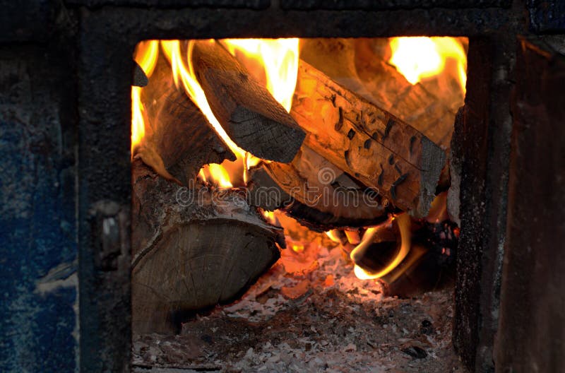 A Fire is Burning in the Furnace Stock Photo - Image of heating, warmth ...