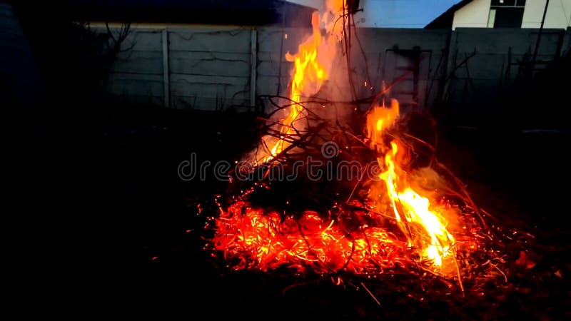 A Fire Burning Outside Ash Danger Stock Video - Video of camp, flame ...