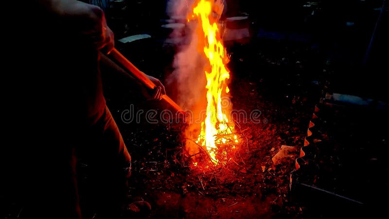 A Fire Burning Outside Ash Danger Stock Footage - Video of fireplace ...