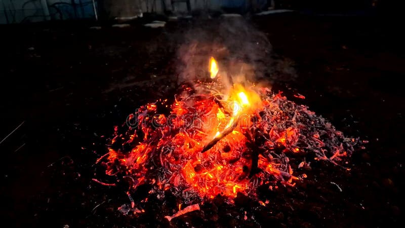 A Fire Burning Outside Ash Danger Stock Video - Video of fire, late ...