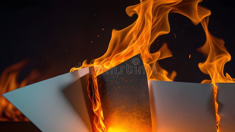 Fire Burning through Paper Edges with Glowing Orange Details Stock ...
