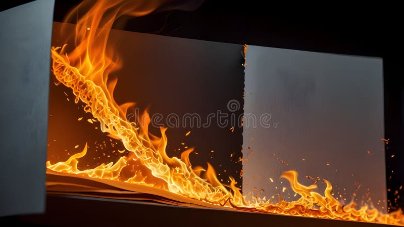 Fire Burning through Paper Edges with Glowing Orange Details Stock ...