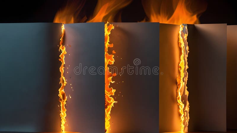 Fire Burning through Paper Edges with Glowing Orange Details Stock ...