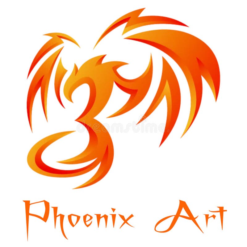 Fire Burning Phoenix Bird with White Background Stock Illustration ...