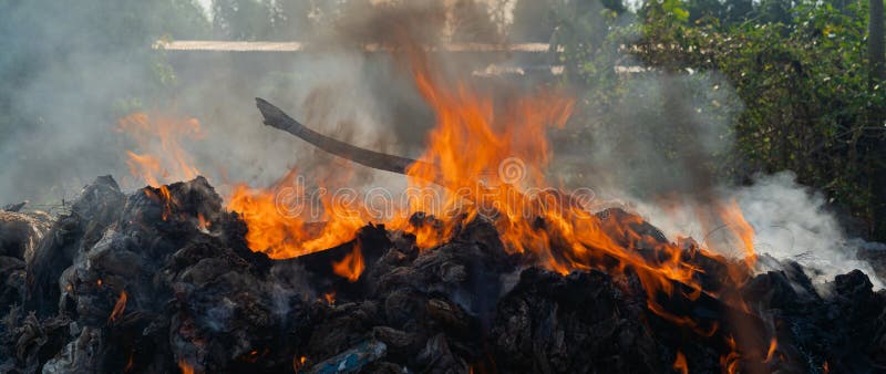 Fire is Burning in a Pile of Garbage, Stock Image - Image of ...