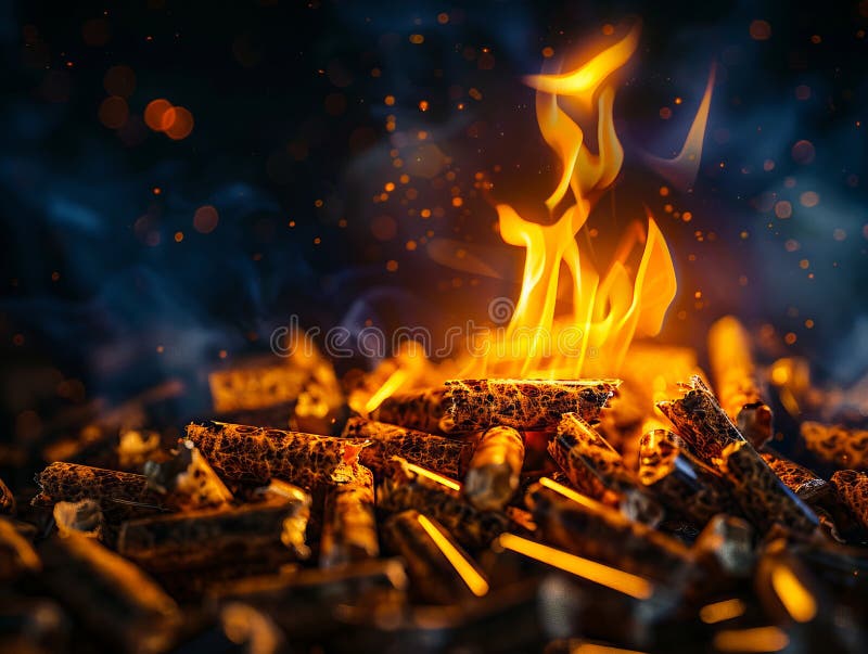 Fire Burning in a Pile of Wood Stock Photo - Image of bonfire, flame ...