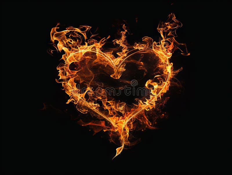 Fire Burning in the Shape of Heart Stock Image - Image of fire ...