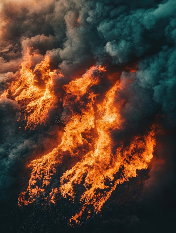 Fire Burning in Sky stock photo. Image of emergency - 379107810
