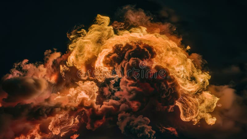 A Fire is Burning in the Sky with a Plane Flying Over it, AI Stock ...