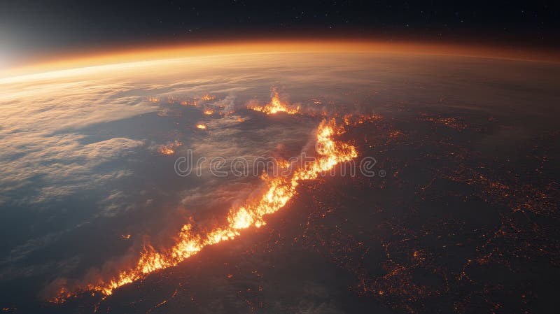 A Fire is Burning on the Surface of the Earth Stock Illustration ...