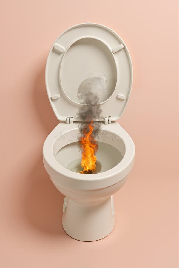 Fire Burning in Toilet Bowl Stock Photo - Image of bathroom, idea ...