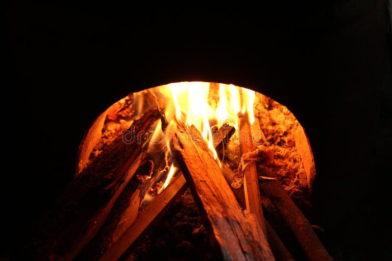 Fire Burning in the Traditional Firebox Stock Image - Image of ...