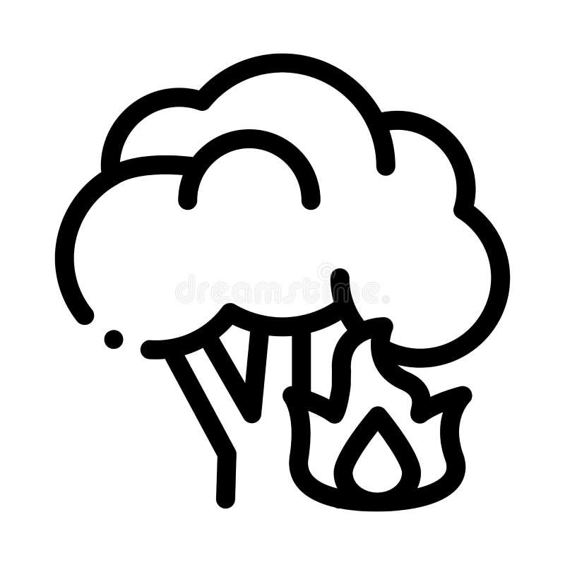 Fire Burning Tree Icon Outline Illustration Stock Vector - Illustration ...