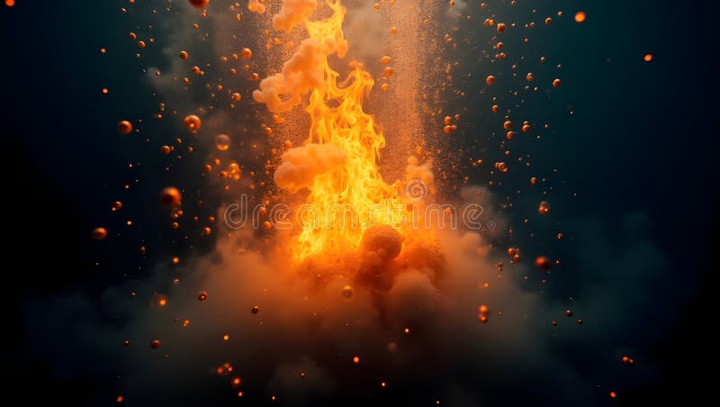 Fire Burning Underwater with Bubbles and Glowing Effects Stock ...