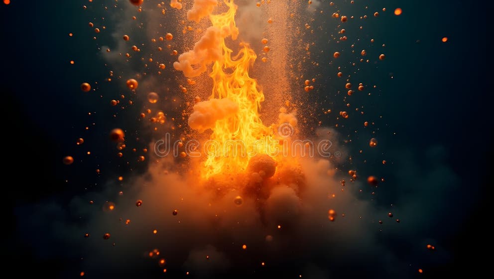 Fire Burning Underwater with Bubbles and Glowing Effects Stock ...
