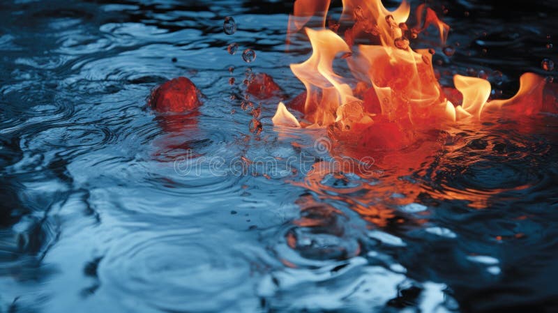 A Fire is Burning in the Water and it Looks Like a Flower, AI Stock ...