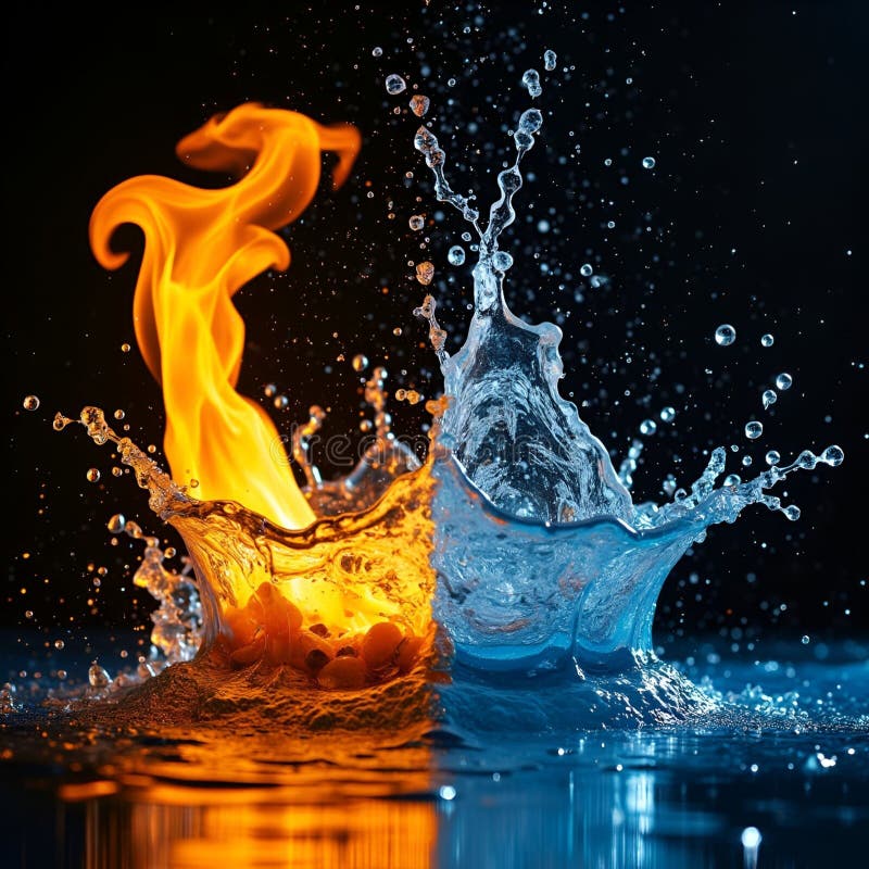 Fire burning in water stock illustration. Illustration of fireworks ...