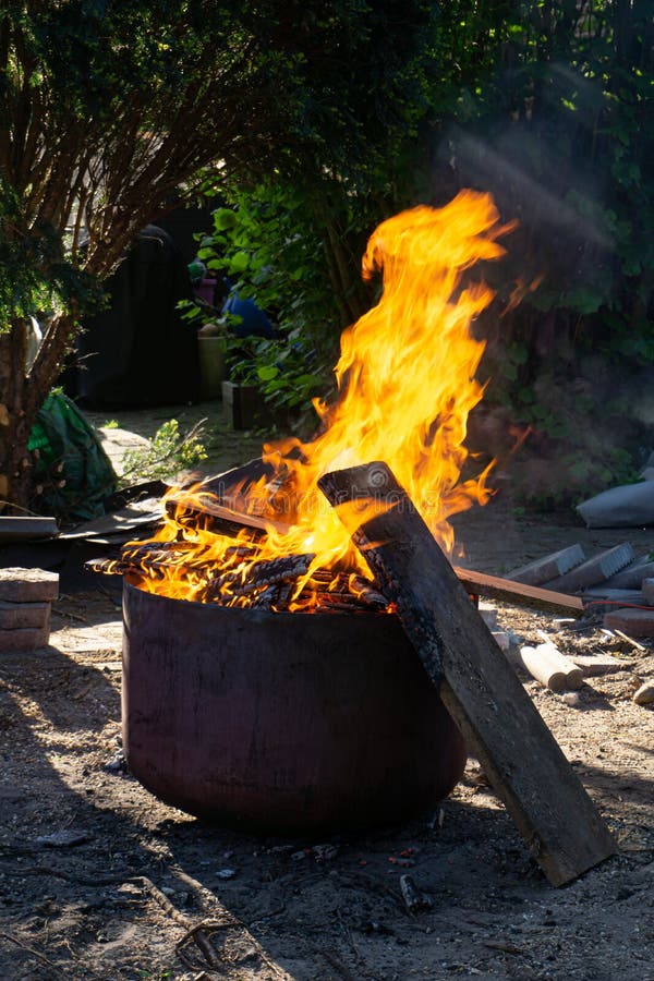 Fire, burning wood stock photo. Image of embers, heat - 199105492