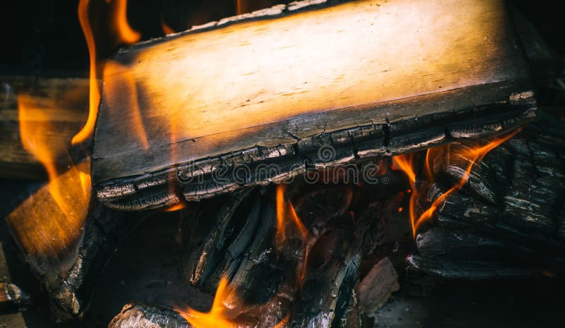 Fire Burning Wood and Coal in the Fireplace Stock Image - Image of ...