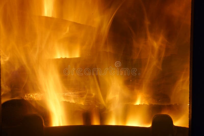 Fire. Burning Wood in the Fireplace. Bright Fire. Stock Image - Image ...
