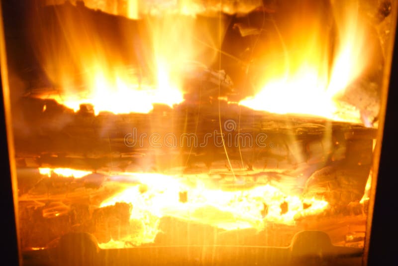 Fire. Burning Wood in the Fireplace. Bright Fire. Stock Photo - Image ...