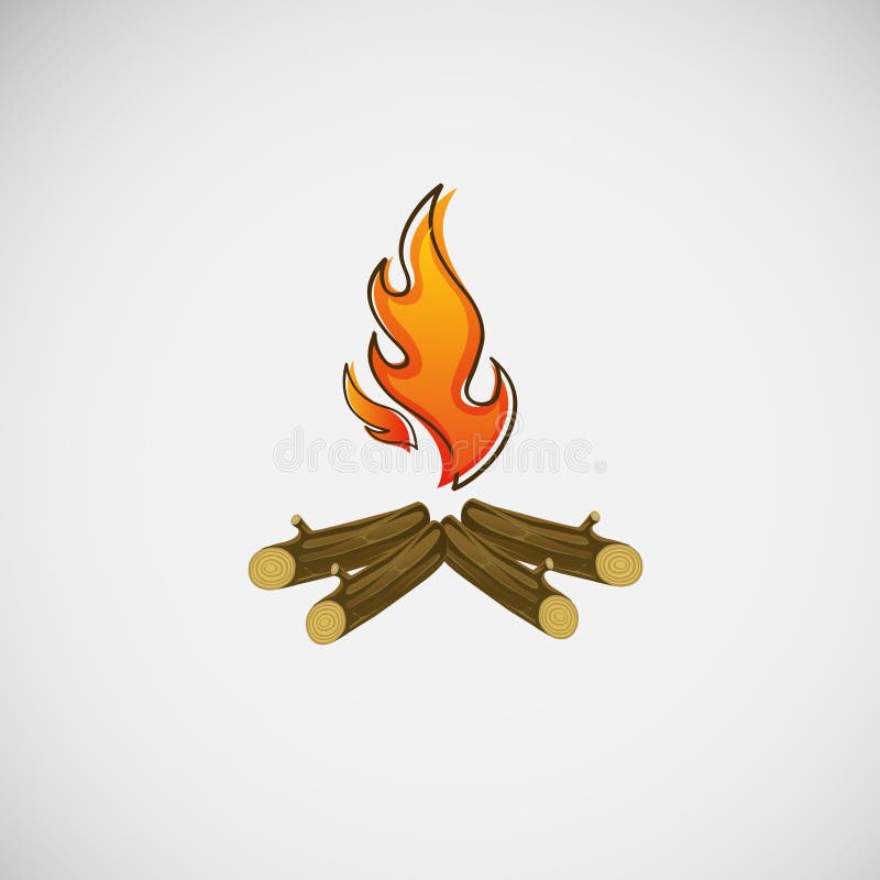 Fire, Burning on the Wood. Vector Design Stock Vector - Illustration of ...