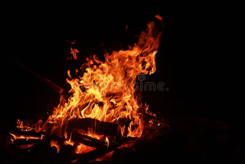 The Fire Burns Brightly in the Night Stock Image - Image of night ...