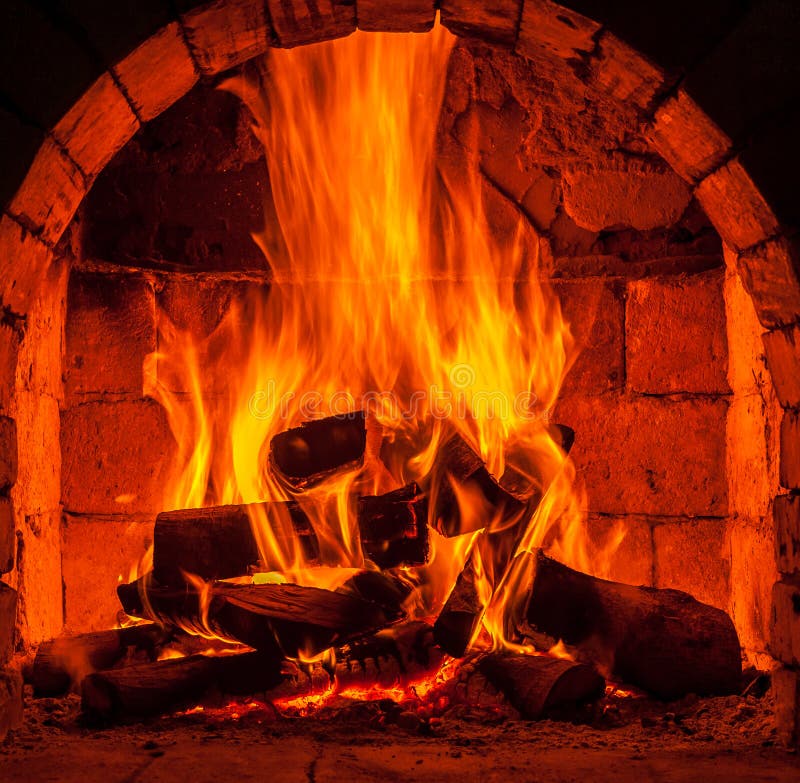 A Fire Burns in a Fireplace Stock Photo - Image of burn, glowing: 83371772