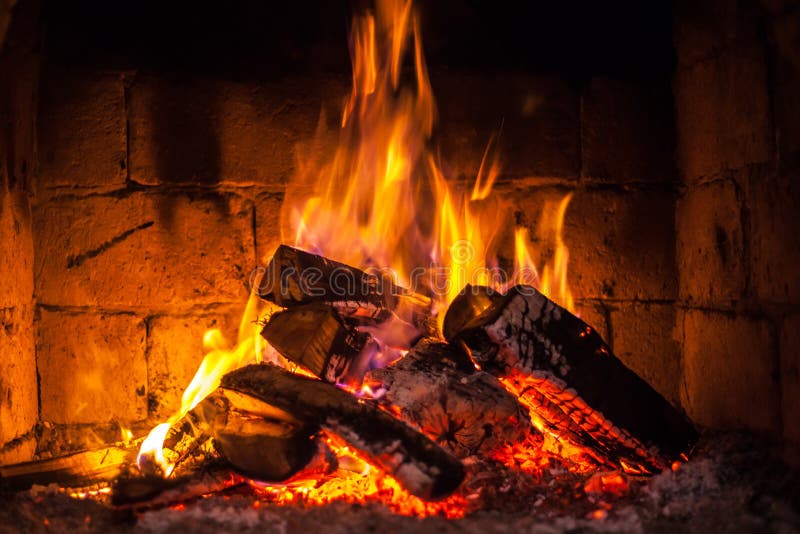 Fire in a Fireplace with Logs and Flames Creating a Sense of Warmth and ...