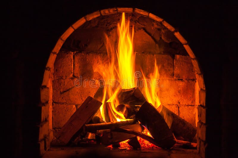 A Fire Burns in a Fireplace, Fire To Keep Warm Stock Image - Image of ...