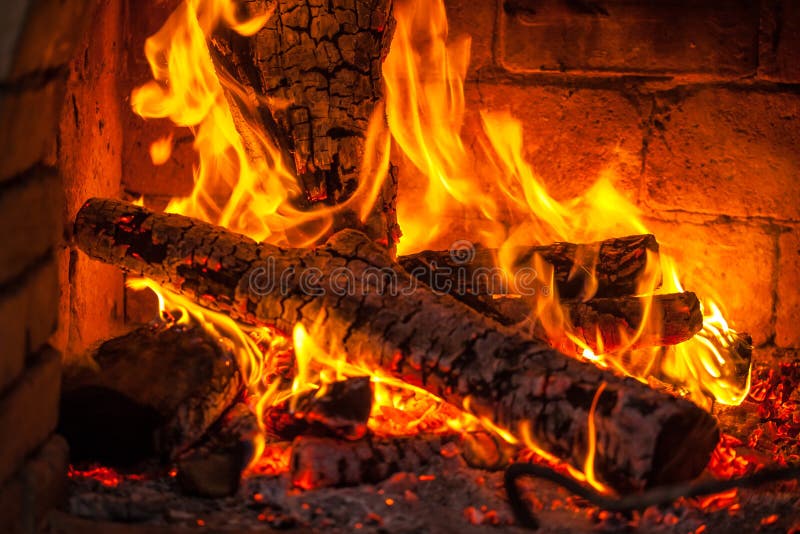 A Fire Burns in a Fireplace, Fire To Keep Warm Stock Photo - Image of ...