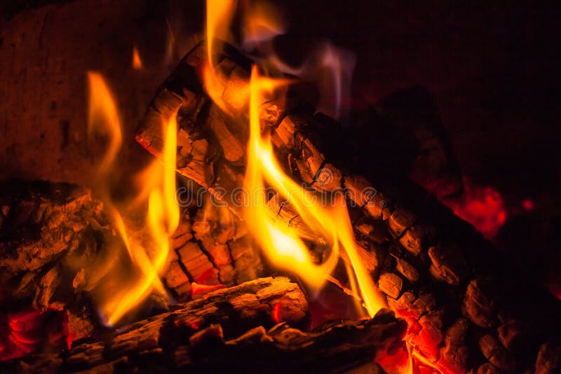 A Fire Burns in a Fireplace, Fire To Keep Warm Stock Photo - Image of ...