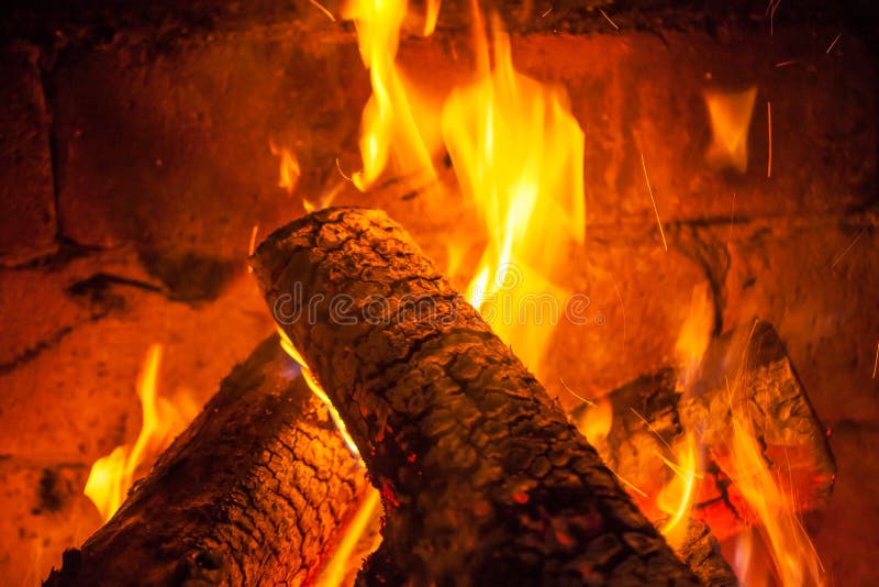 A Fire Burns in a Fireplace, Fire To Keep Warm Stock Photo - Image of ...