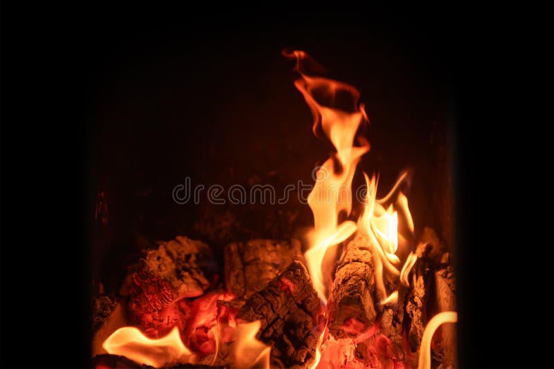A Fire Burns in a Fireplace. Fire To Keep Warm Stock Photo - Image of ...