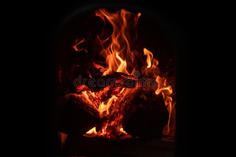 A Fire Burns in a Fireplace. Fire To Keep Warm Stock Image - Image of ...