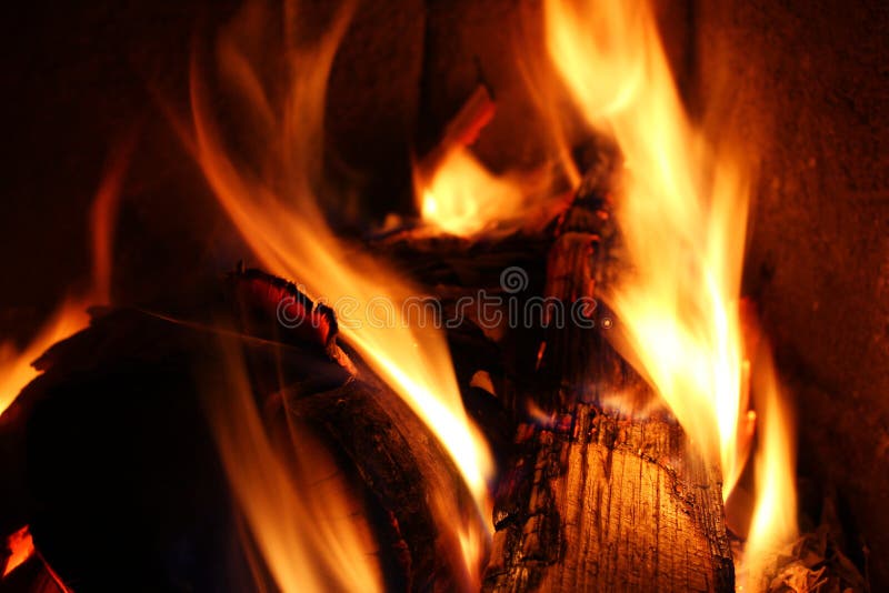 Fire Burns and Burns Firewood Stock Image - Image of burn, yellow ...