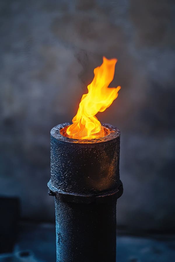 A Fire Burns Inside a Black Industrial Furnace Stock Photo - Image of ...