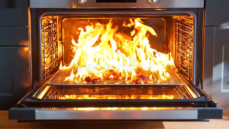 A Fire Burns in an Oven in a Kitchen Stock Image - Image of visible ...