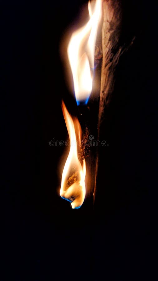 A Fire that Burns a Rope at Night Stock Photo - Image of backround ...