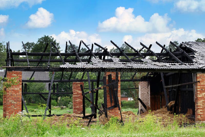 Barn burnt down stock image. Image of posts, desert, burnt - 35774175