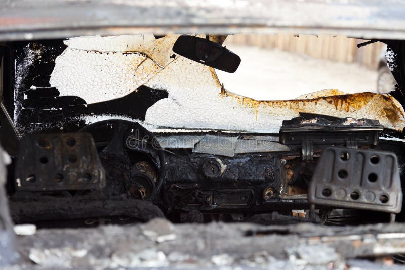 Fire burnt car vehicle stock photo. Image of demolished - 19338064