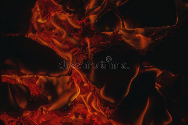 Fire from Burnt Wood. Wood Burning in a Bright Fire Stock Image - Image ...