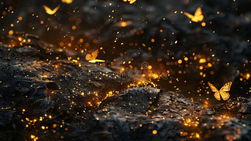 A Fire with Butterflies Flying Around it Stock Photo - Image of spark ...